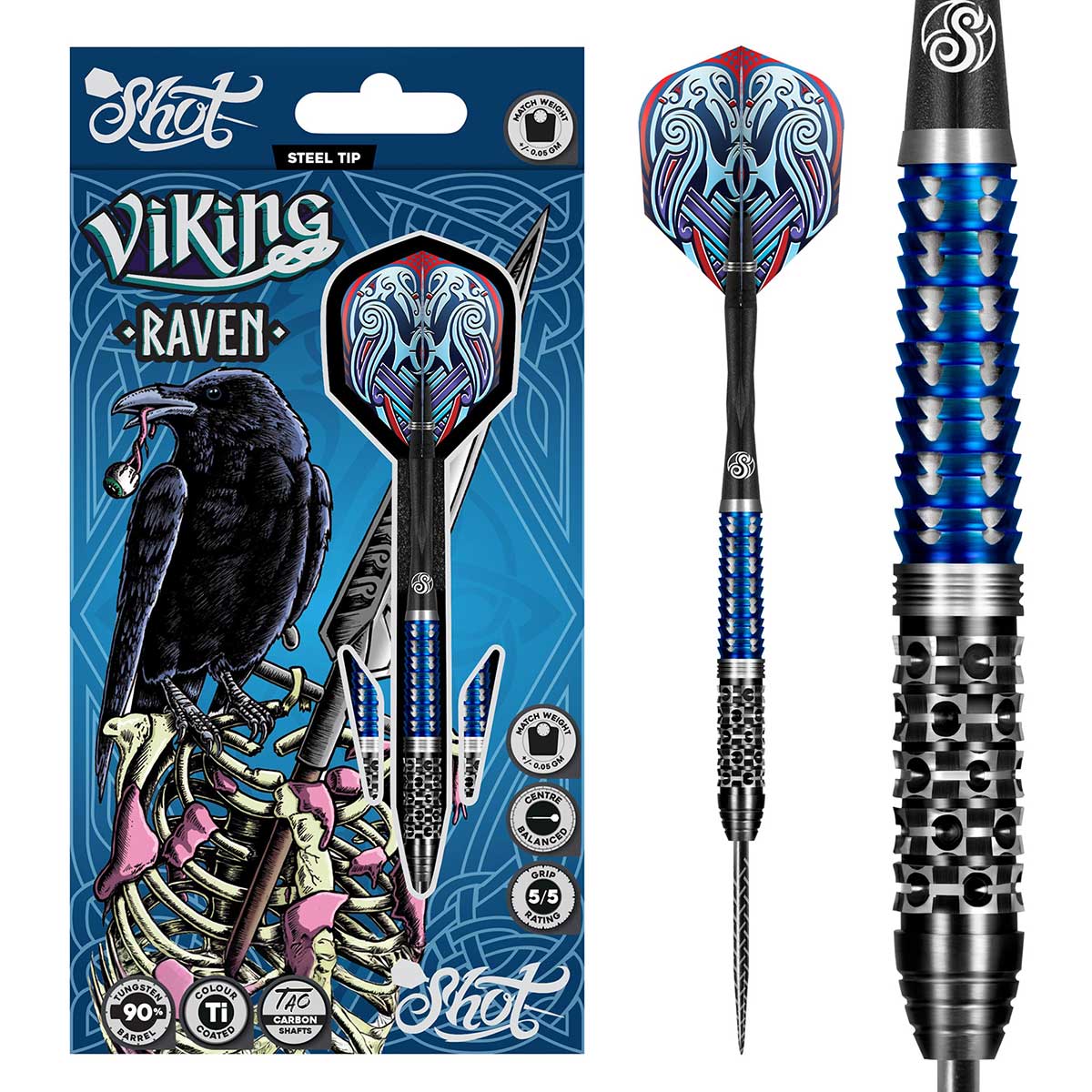 Buy Shot Viking Raven Steel Tip Darts 90% Tungsten | Universal Darts
